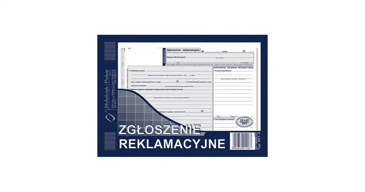 Zgłoszenie reklamacyjne A5 oryginał + 2 kopie - Biurwa.pl: artykuły ...